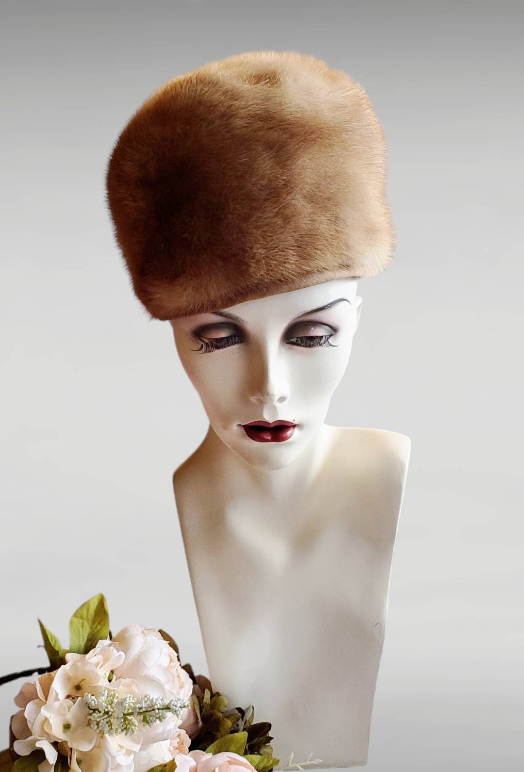 Mink Fur Turban, 1950s 1960s Winter Hat Ladies Accessories, Mad Men Pin ...