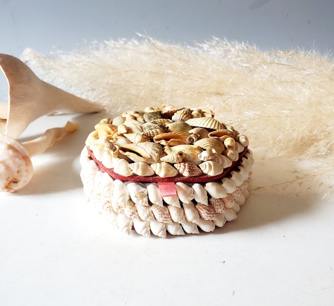 Vintage Octagon Shaped Shell Jewelry Box, 1970s Jewelry Box, Trinket Box, Budoir Decor, Dresser ...