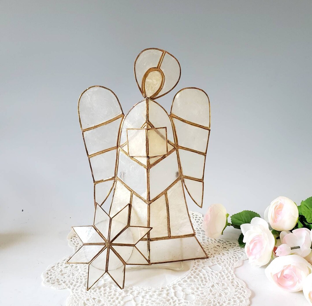 Choice of Capice Shell Ornaments, Large Angel or Star, Vintage ...