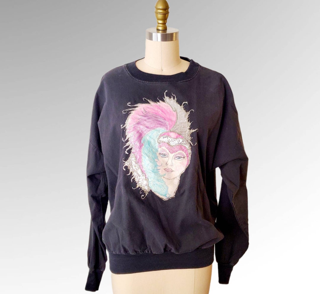 L Long Sleeve Tee, Shirt With Flapper Lady Graphic, Vintage T-shirt for ...