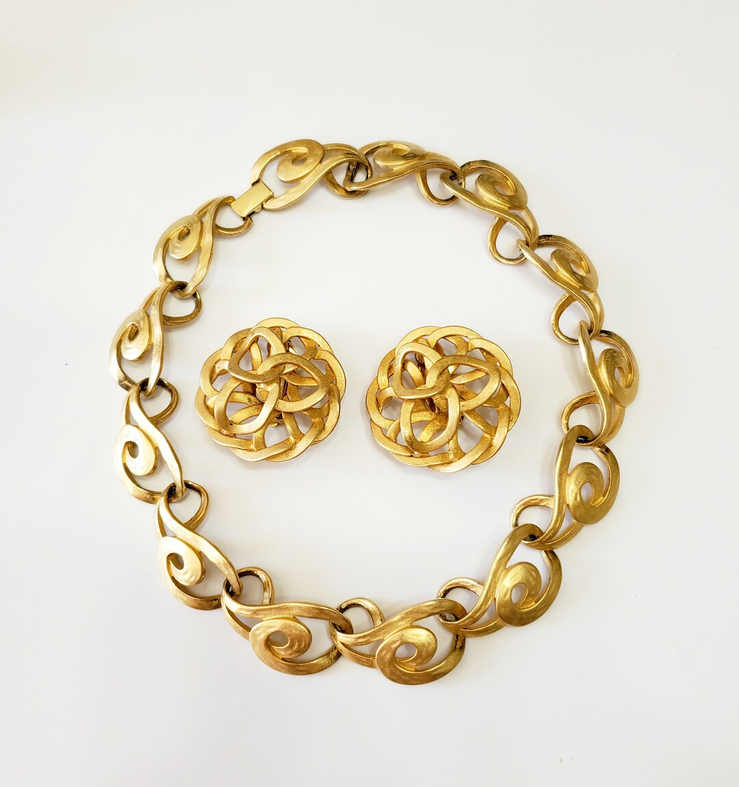 Erwin Pearl Necklace and Matching Earrings, Goldtone Luxury Costume ...