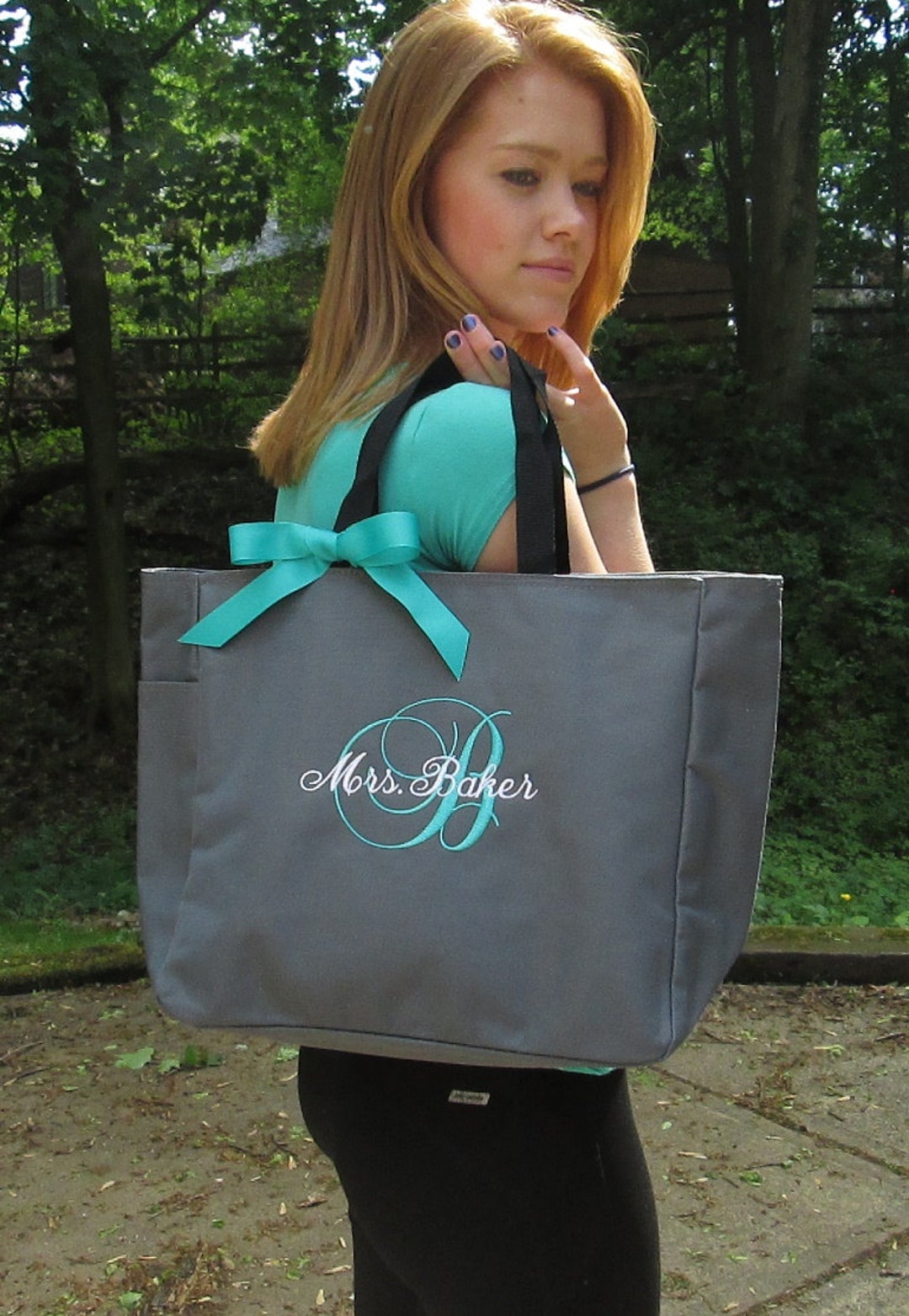Monogrammed Personalized Tote Bag / Work Bag | Zip Tote / Bridal ...