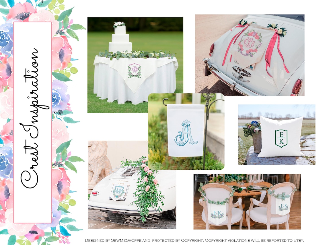 Custom Wedding Crest | Monogram | Watercolor Crest Embroidered ...