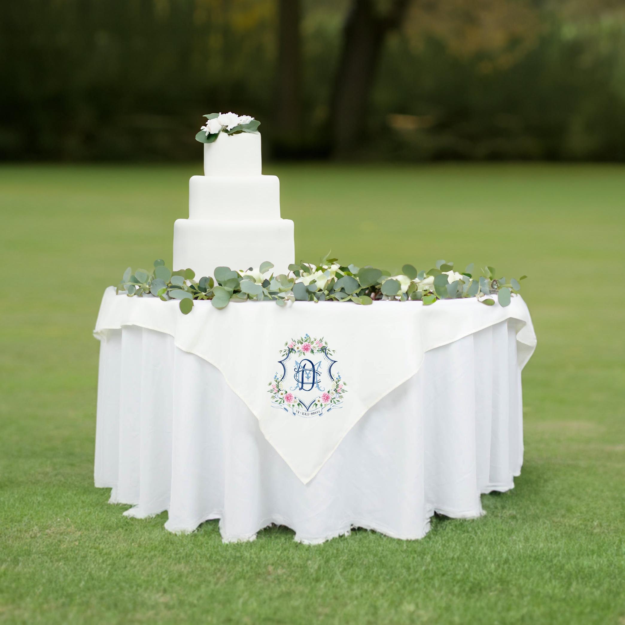 Custom Wedding Crest | Monogram | Watercolor Crest Sweetheart Table ...