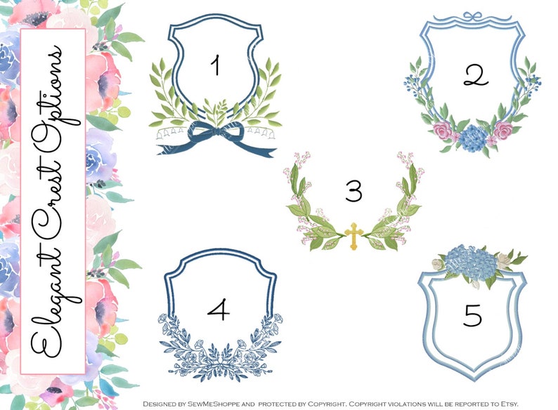 Custom Wedding Crest | Monogram | Watercolor Crest Embroidered ...
