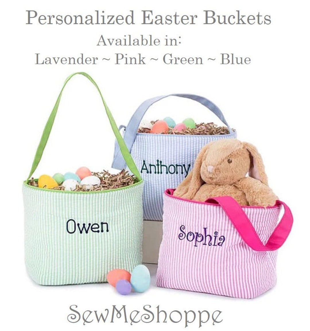 Personalized Easter Basket! Personalized Easter, Embroidered Seersucker ...