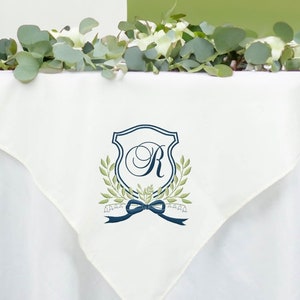 Custom Wedding Crest Design | Monogram | Watercolor Crest Embroidered ...