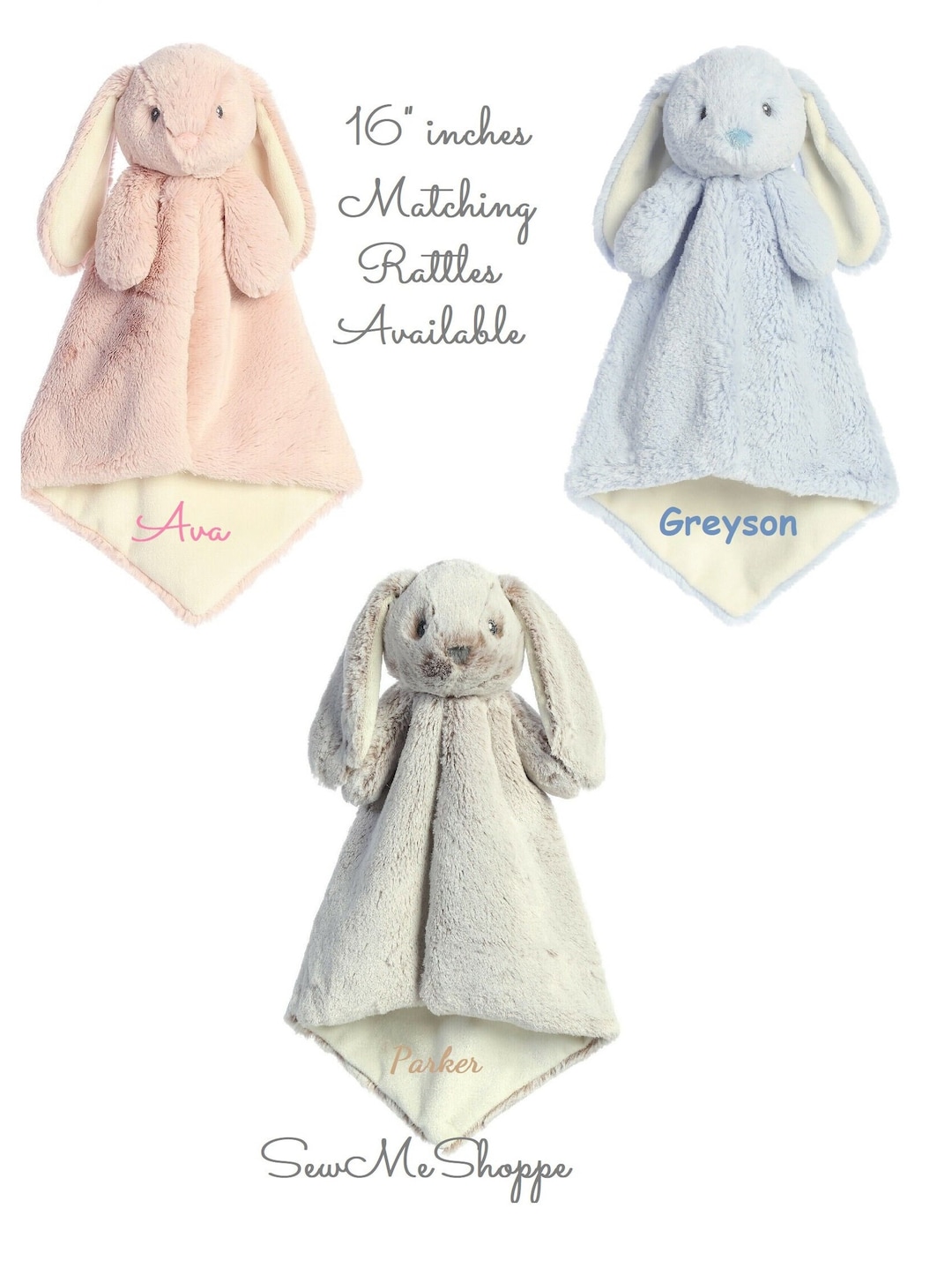Personalized Bunny Lovey | Animal Blanket | Rabbit| Lovey ...