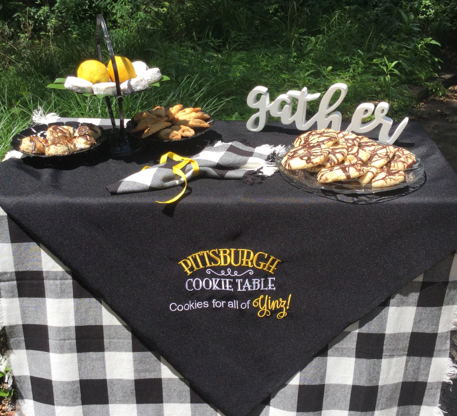 Pittsburgh Cookie Table / Wedding Sign / Dessert Table / Embroidered ...