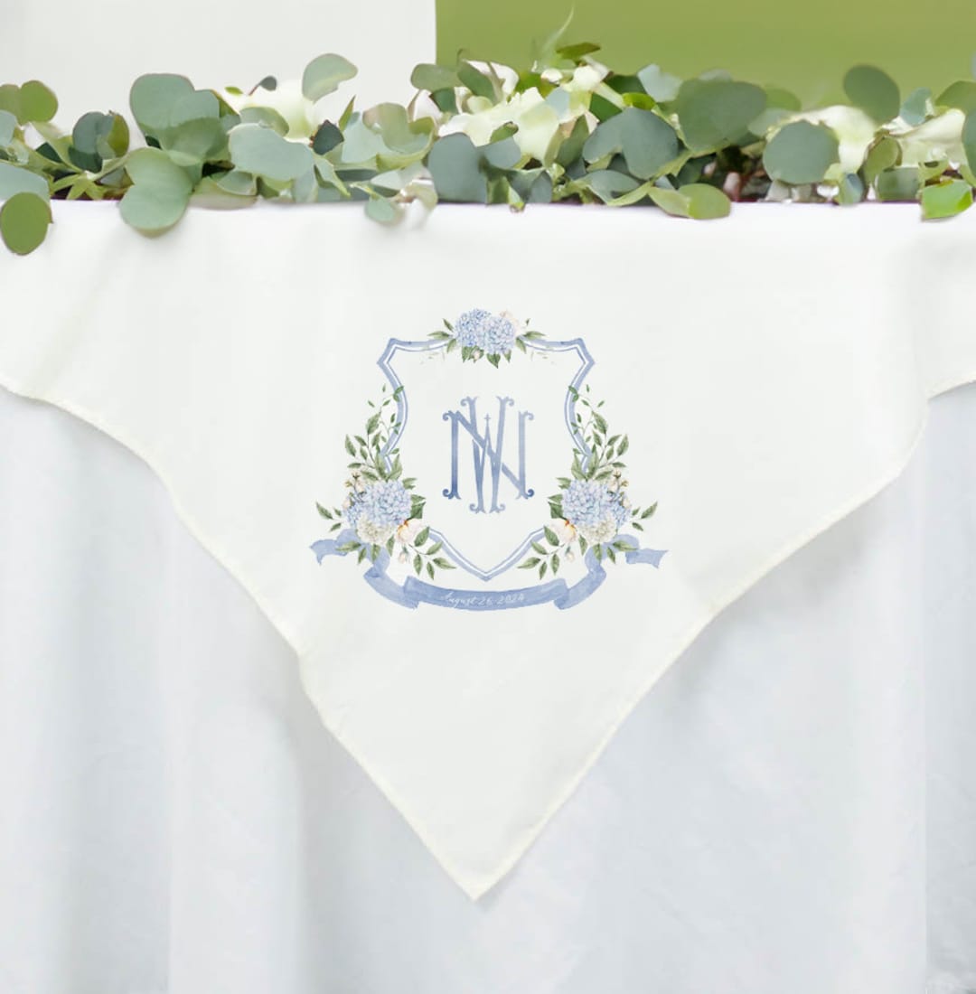 Custom Wedding Crest | Monogram | Watercolor Crest Sweetheart Table ...