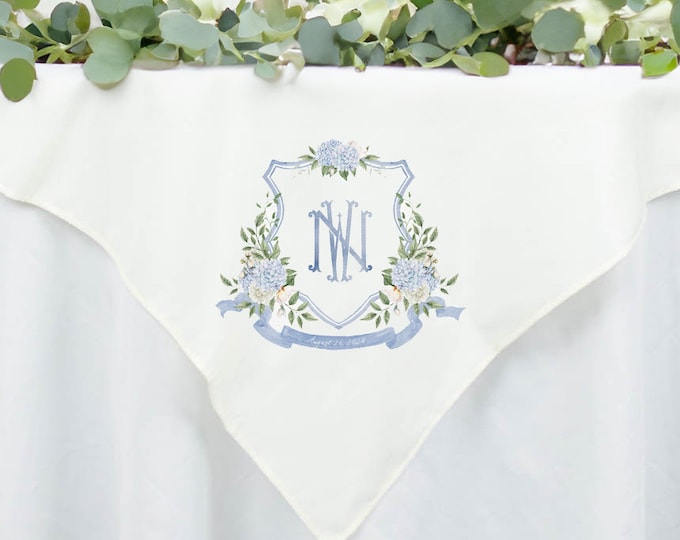 Custom Wedding Crest | Monogram | Watercolor Crest Sweetheart Table ...