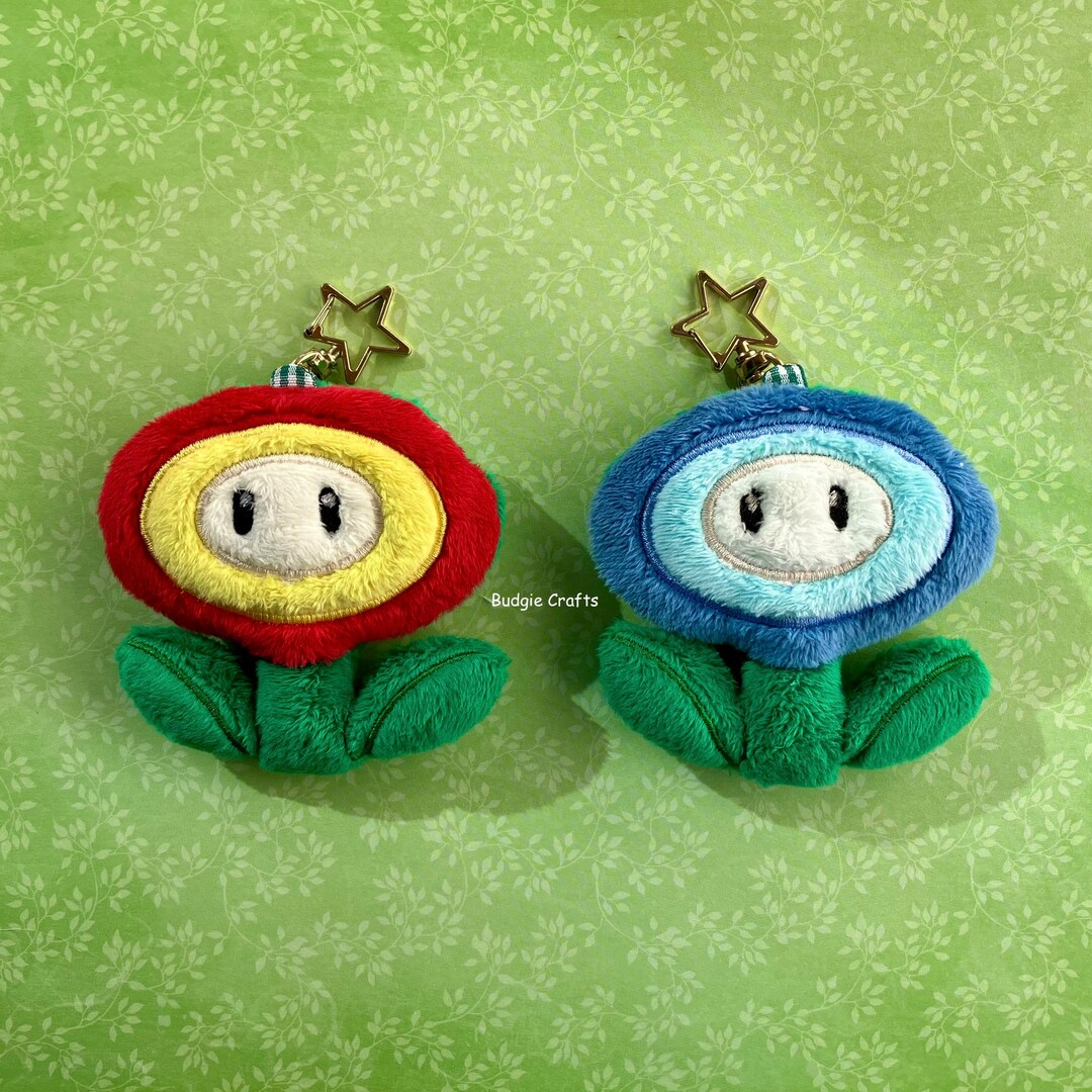 Magical Fire Ice Flower Embroidered Plush Keychains Christmas Anime ...