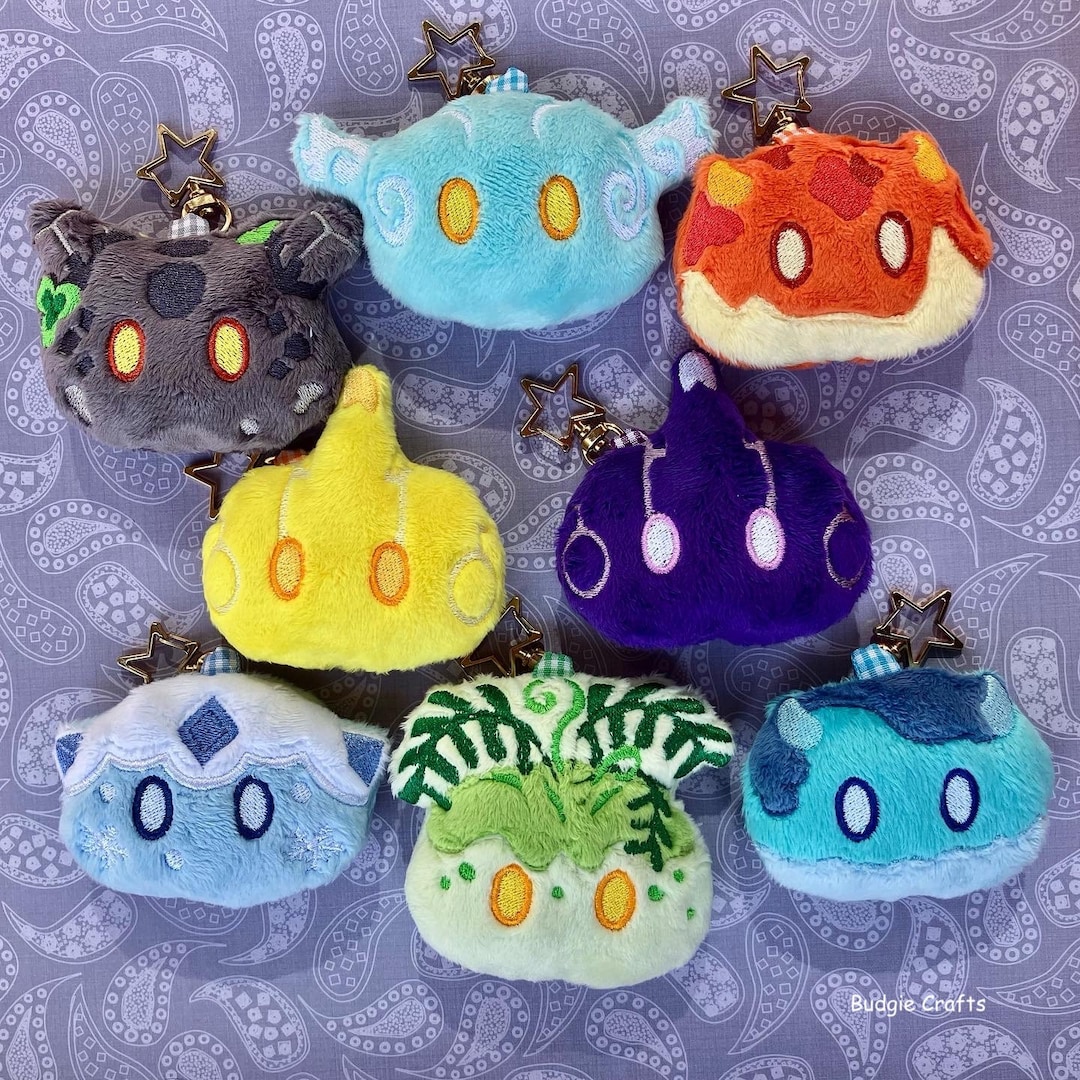 FINAL RETIREMENT SALE Slime Embroidered Plush Keychains Cyro Hydro Pyro ...