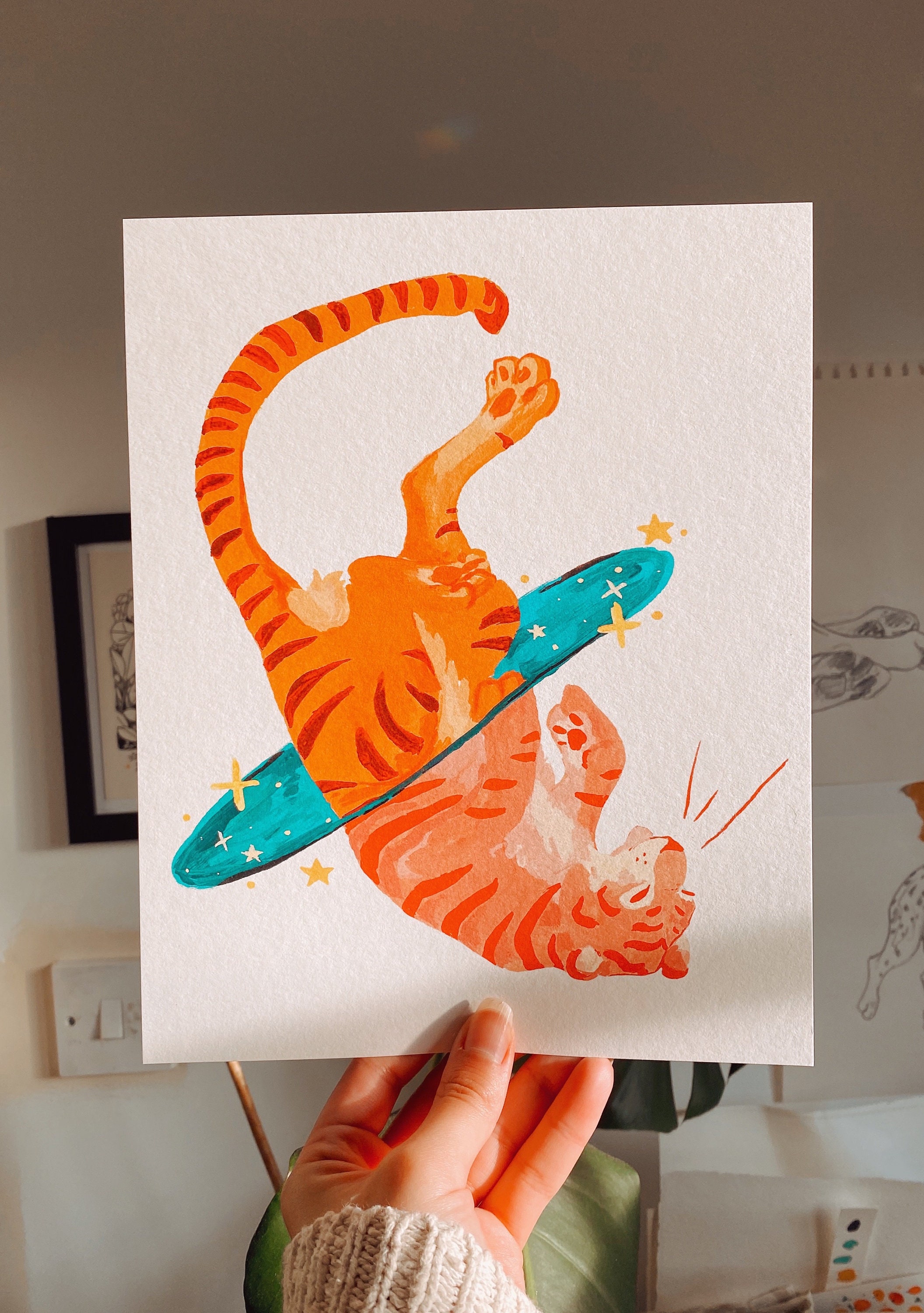 Art & Collectibles Prints Space Tiger Art Print 8 x 10 etna.com.pe