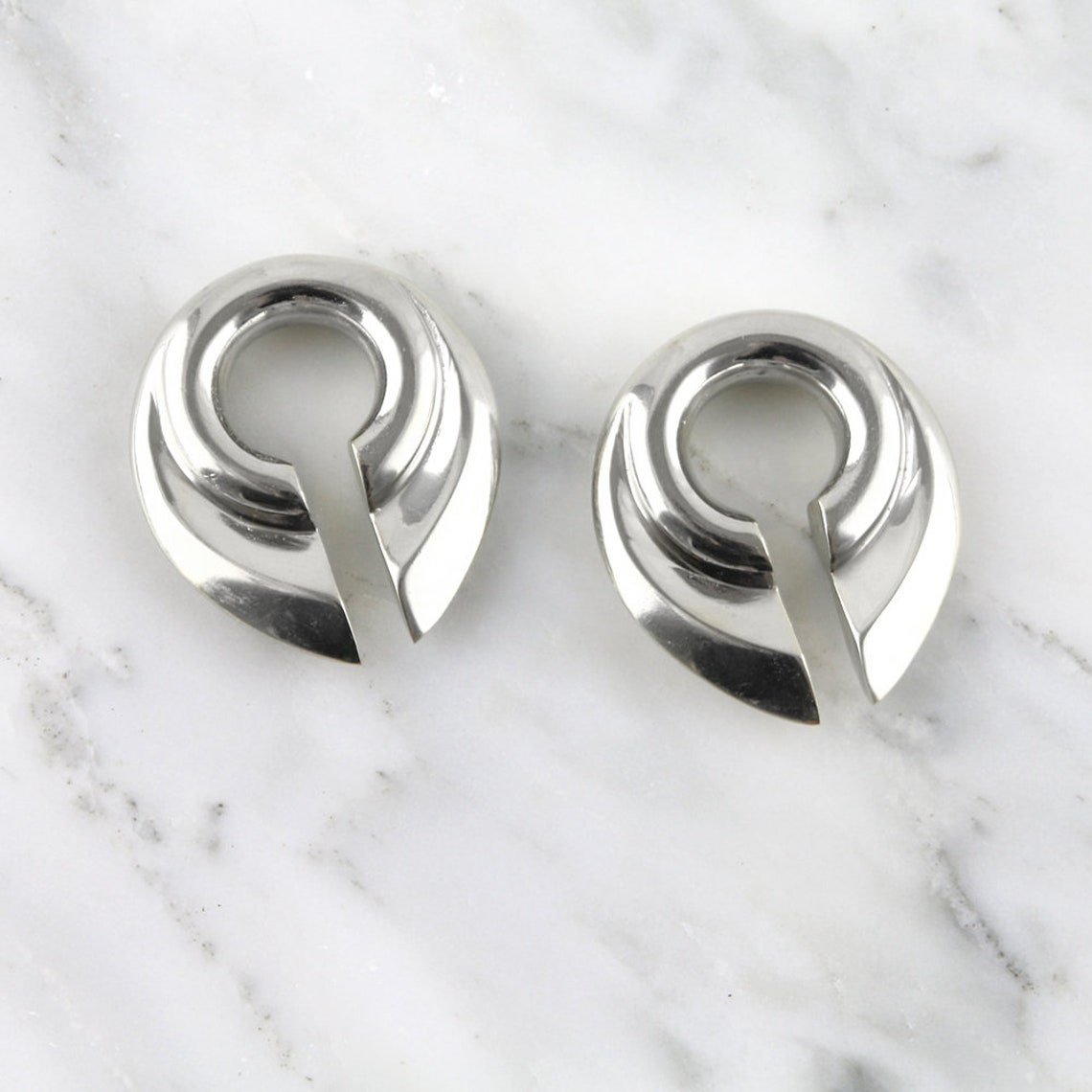 Keyhole White Brass Ear Weights, Stretched Ears, Hangers - Etsy