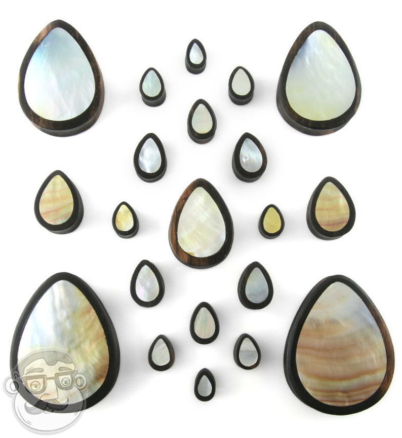 Mother of Pearl Areng Wood Teardrop Plugs Sizes / Gauges - Etsy