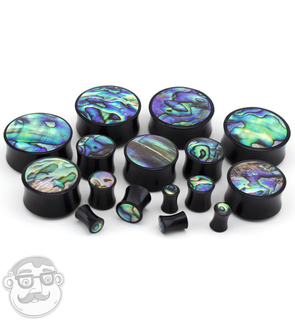 Horn Plugs With Abalone Shell Inlay Double Flare 6G 1 & - Etsy