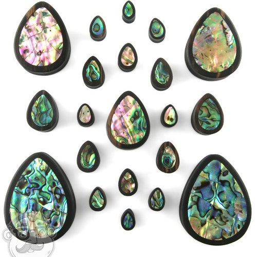 Mother of Pearl Areng Wood Teardrop Plugs Sizes / Gauges | Etsy