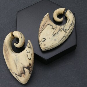 Shield Tamarind Wood Fake Gauge Spiral Earrings - Etsy