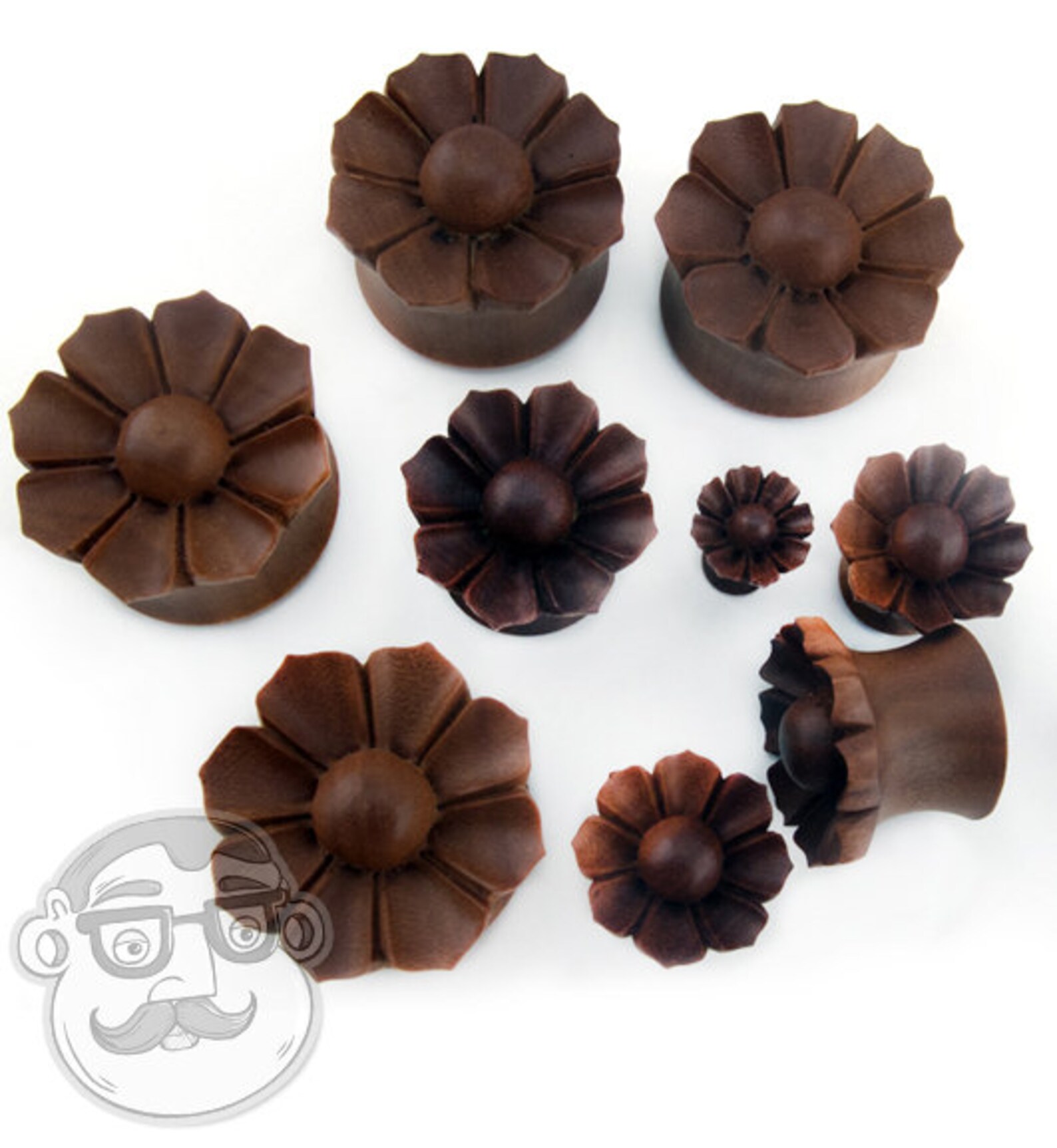 Daisy Flower Wood Plugs Sizes / Gauges (2G - 1 Inch) Pair - New! - Etsy