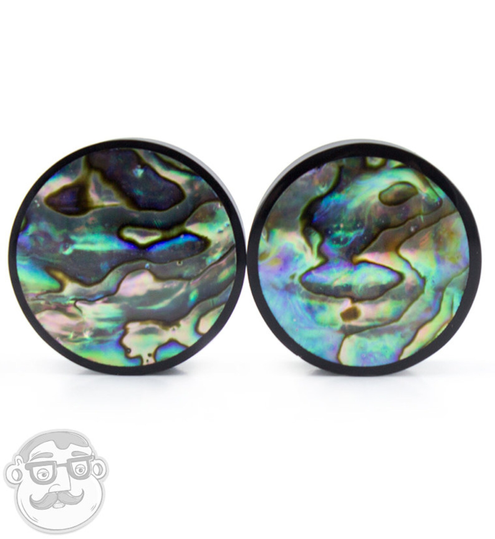 Horn Plugs With Abalone Shell Inlay Double Flare 6G 1 & - Etsy