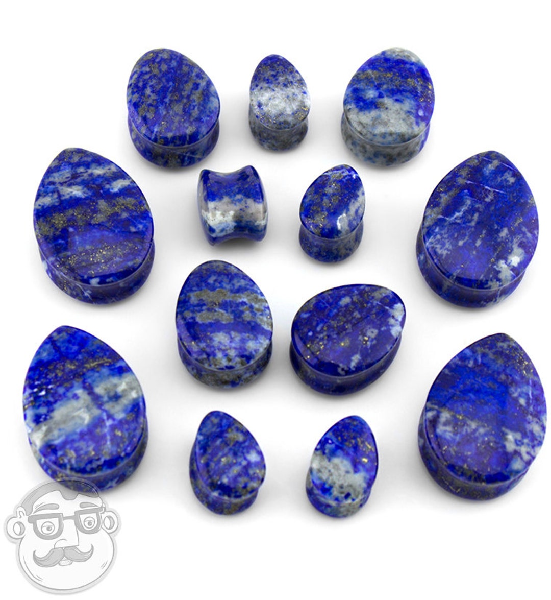 Lapis Lazuli Stone Teardrop Plugs - Etsy