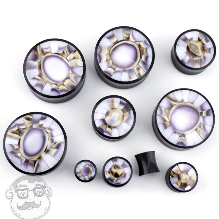Horn Plugs With Sanded Cukli Shell Inlay Sizes / Gauges 00G - Etsy
