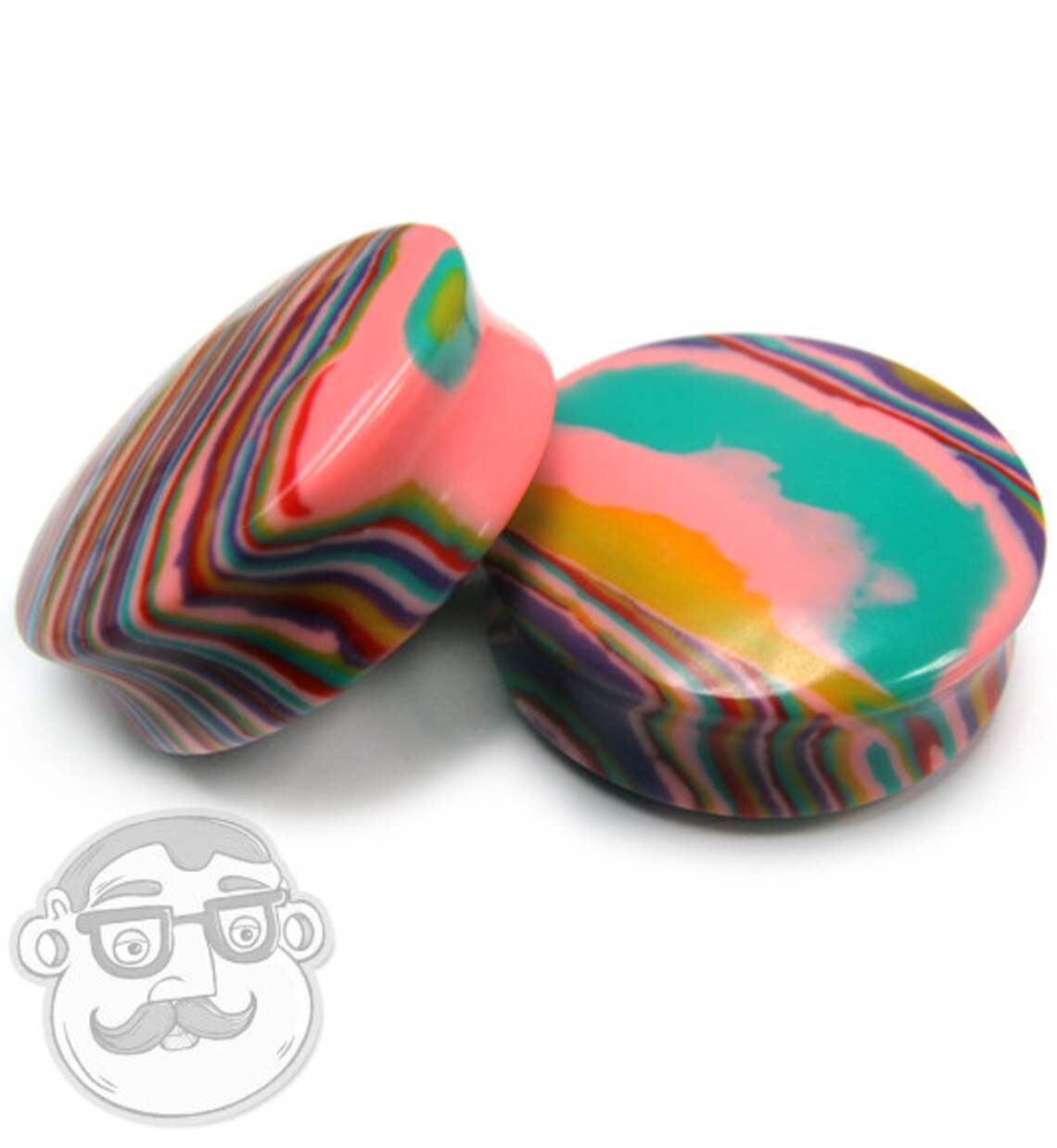 Candy Stripe Stone Plugs Double Flare 6G 32mm Sold in - Etsy