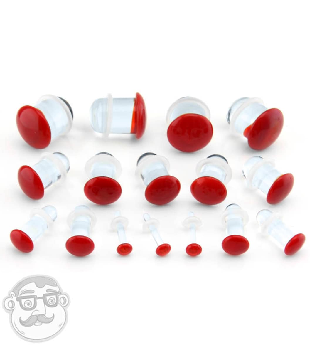 Red Color Front Single Flare Glass Plugs - Etsy