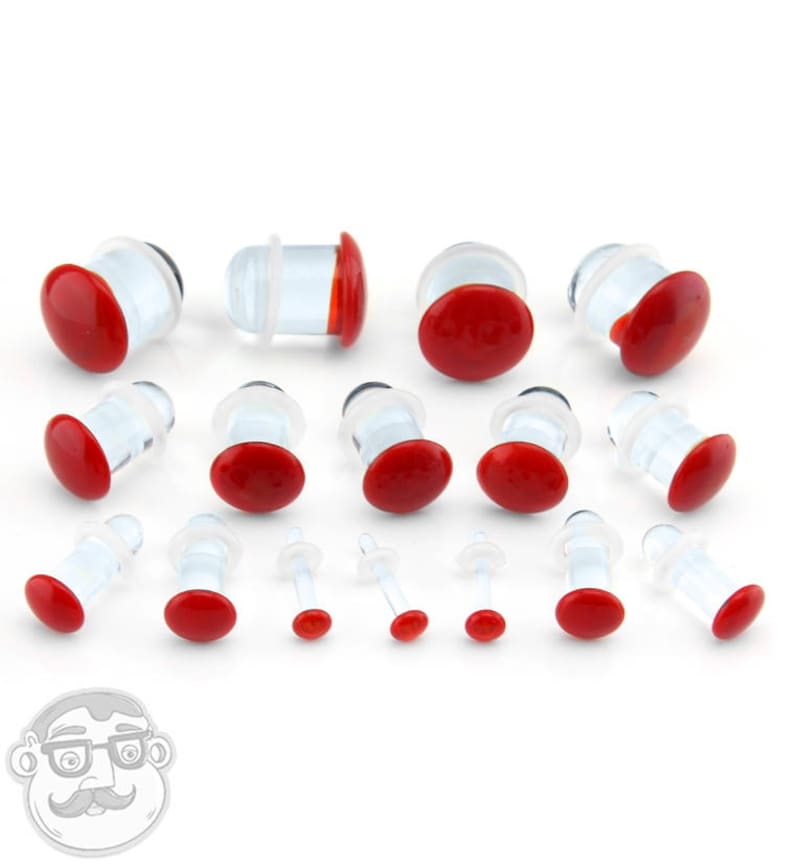Red Color Front Single Flare Glass Plugs Sizes / Gauges 12G - Etsy