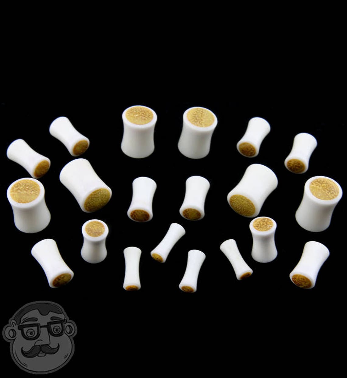 Bone Plugs With Jackfruit Wood Inlay (8G, 6G, 4G, 2G, 0G) Sold in Pairs ...