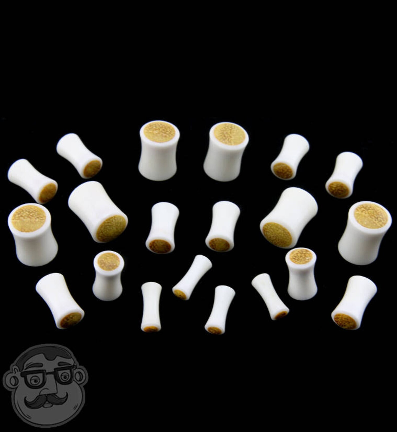 Bone Plugs With Jackfruit Wood Inlay (8G, 6G, 4G, 2G, 0G) Sold in Pairs ...