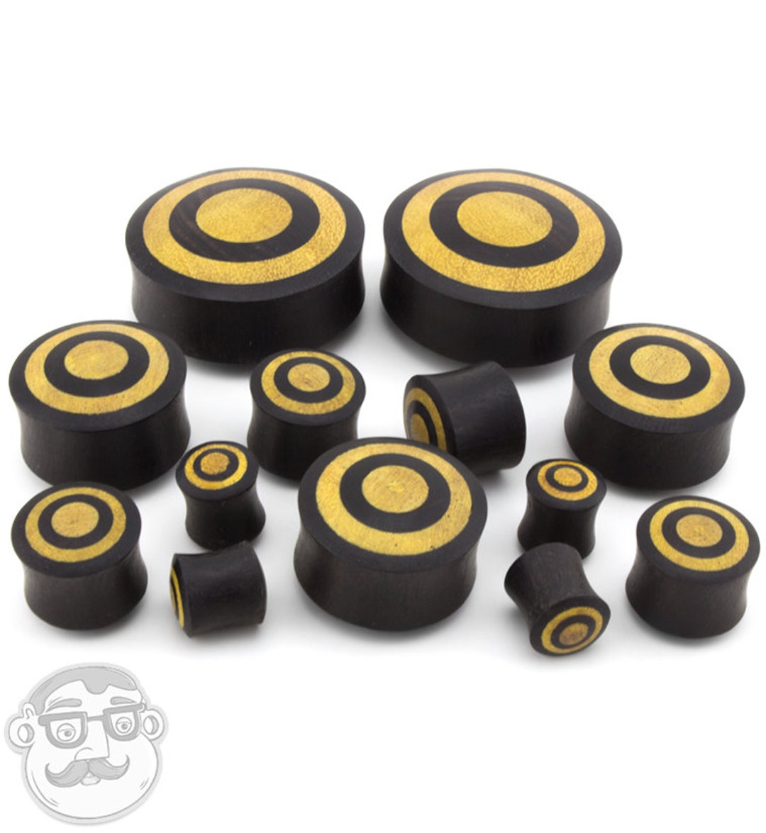 Arang Wood Plugs With Target Jackfruit Wood Inlay Sizes / Gauges (2G ...
