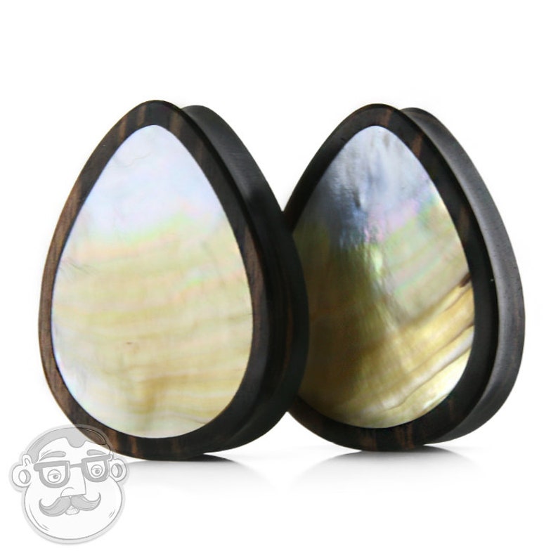 Mother of Pearl Areng Wood Teardrop Plugs Sizes / Gauges - Etsy
