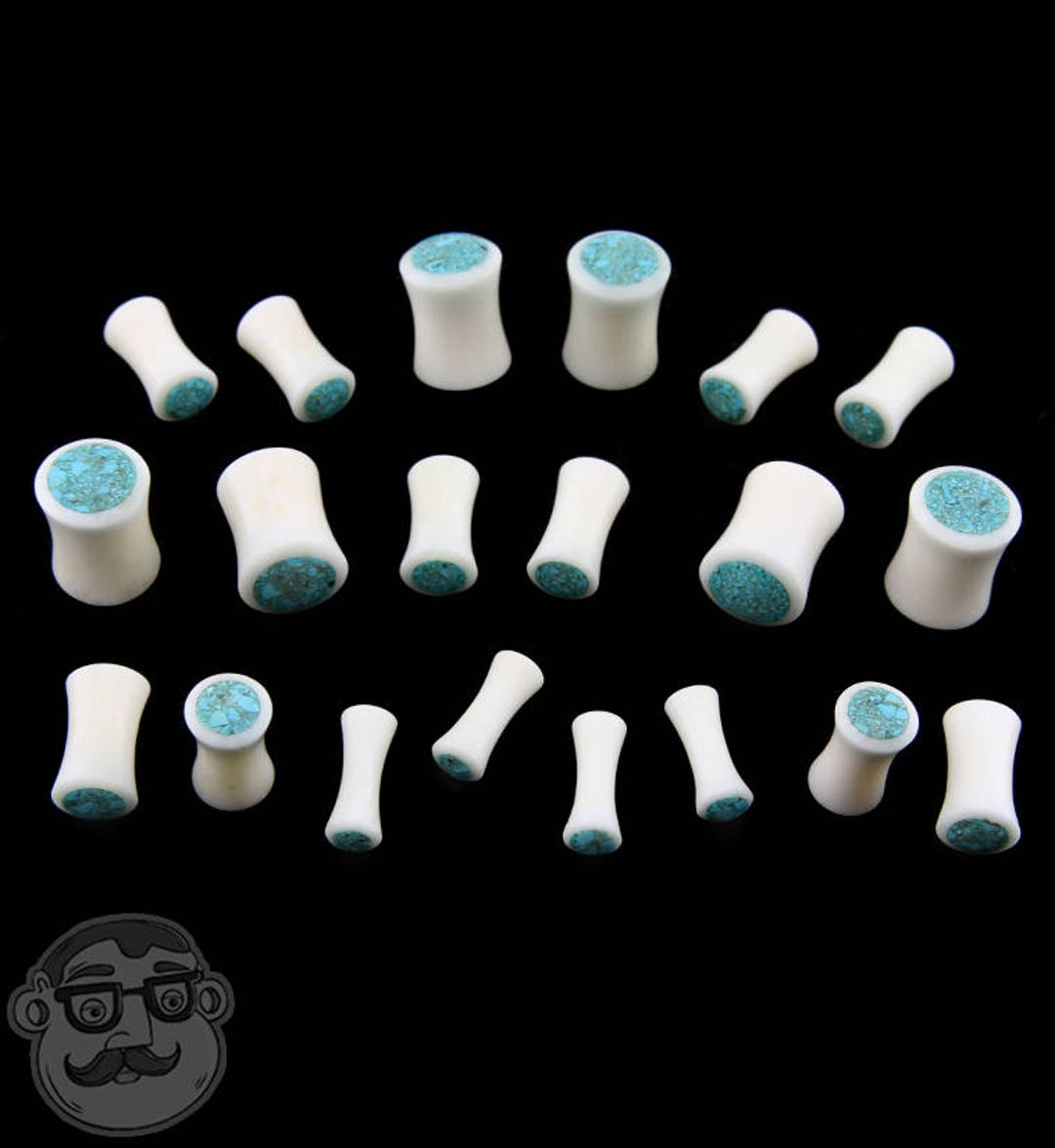 Buffalo Bone Plugs With Turquoise Howlite Inlay, Double Flare (pair) - Etsy
