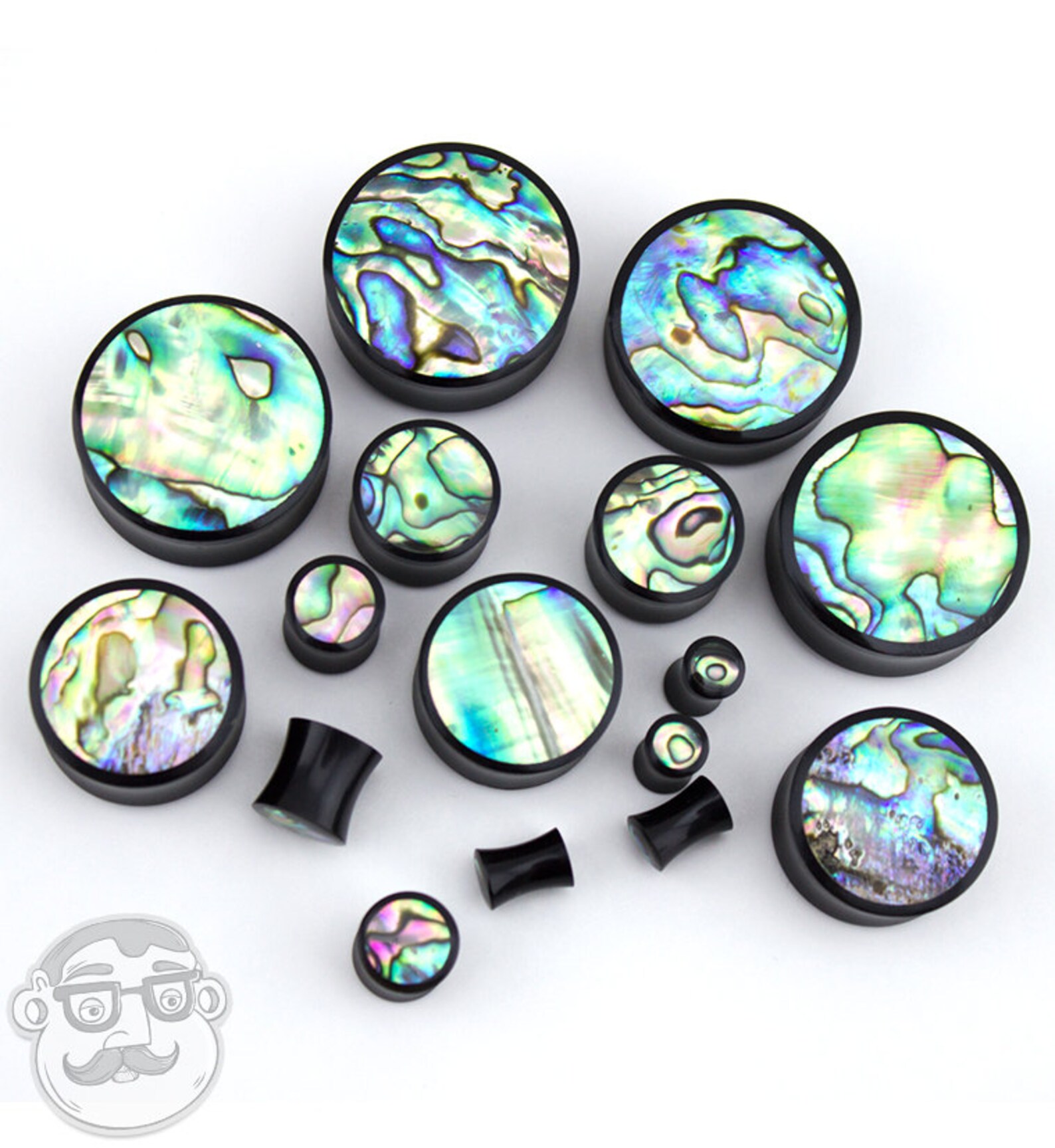 Horn Plugs With Abalone Shell Inlay Double Flare 6G 1 & - Etsy