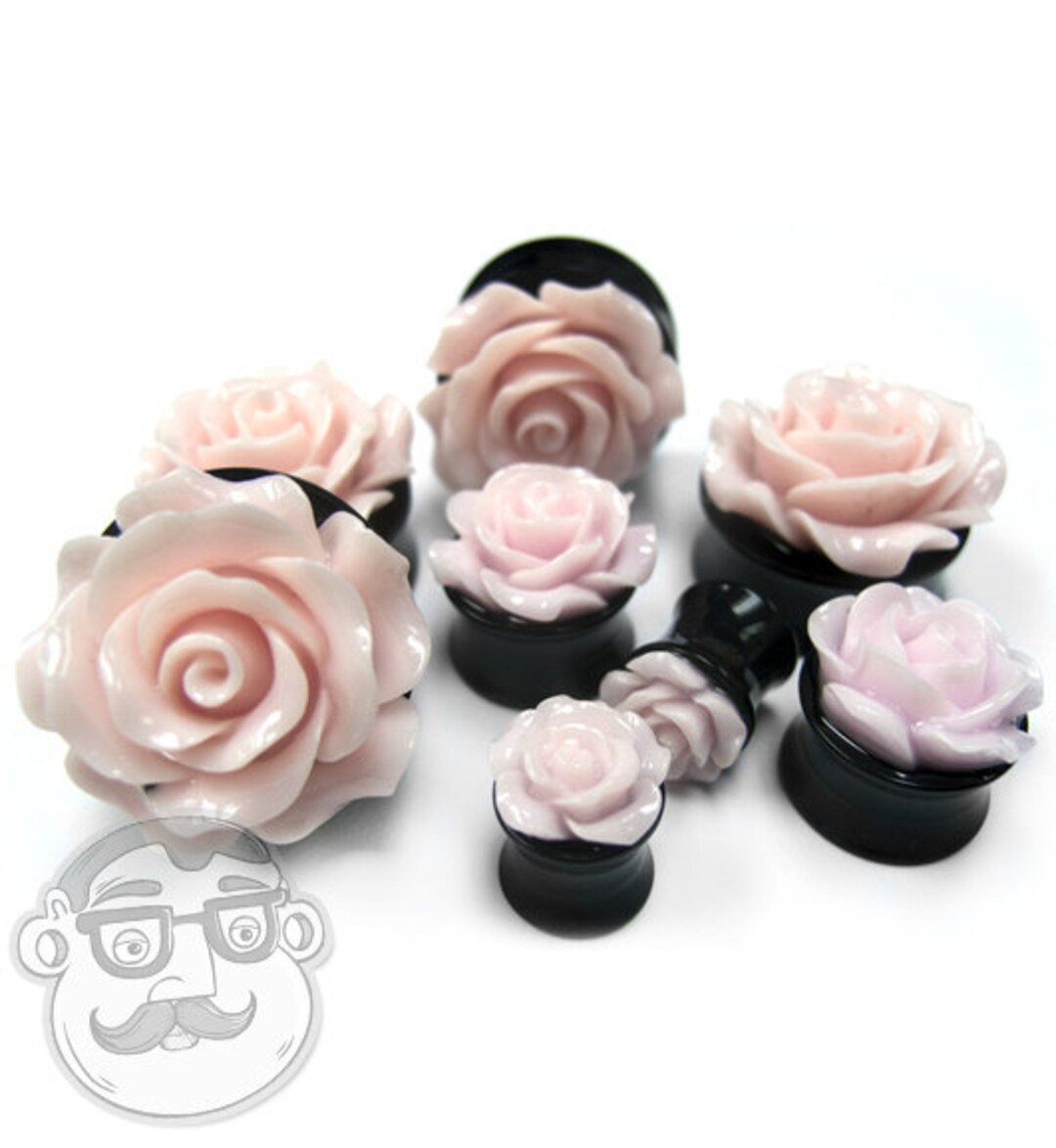 Pink Rosebud Black Plugs Sizes / Gauges 0G 1 Inch Sold in Pairs NEW - Etsy