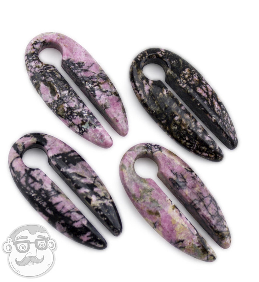 Rhodonite Stone Keyhole Ear Weights - Sold in Pairs - Etsy