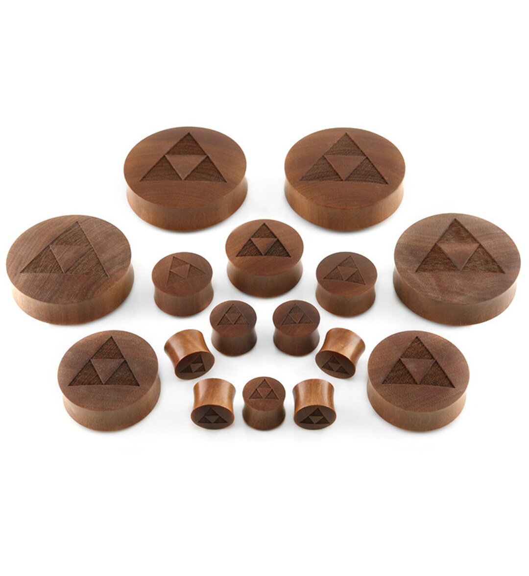 Engraved Tri Force Triangle Wood Plugs 00G 2 Inch Sold in Pairs New - Etsy