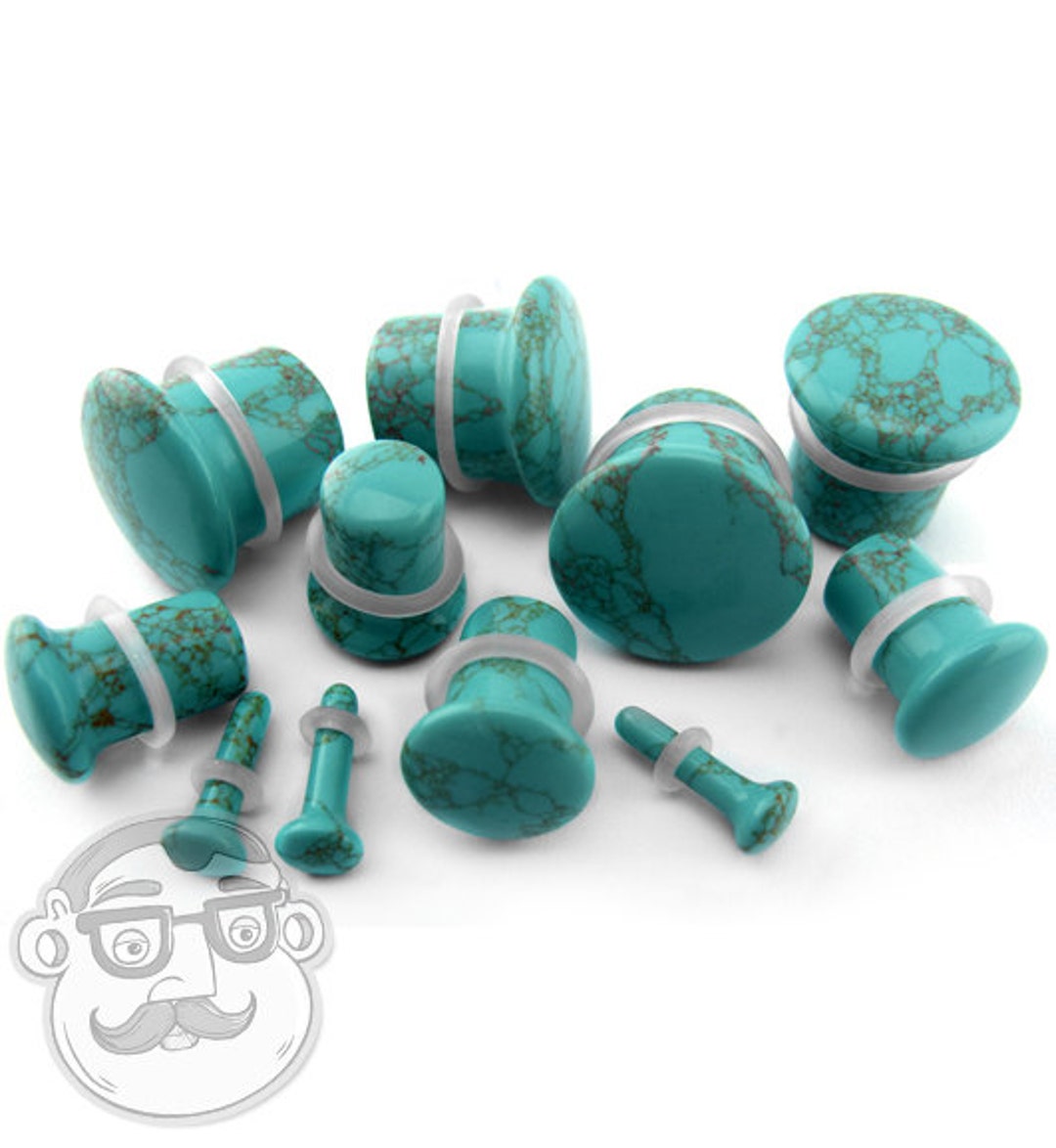 Howlite Turquoise Stone Plugs - Single Flare (8G - 5/8") Sold in Pairs ...