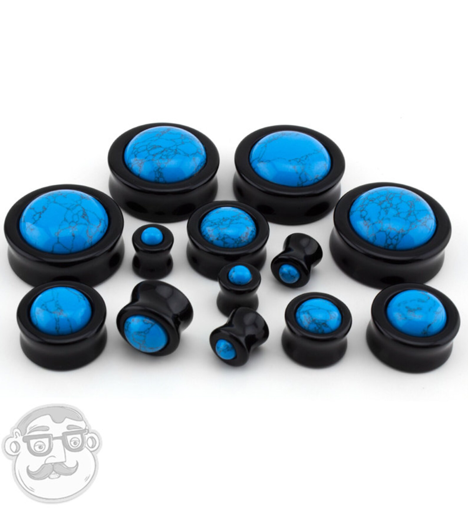 Obsidian Stone Plugs With Turquoise Howlite Stone Inlay 00G - Etsy