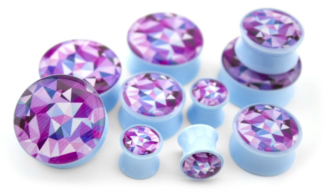 Geometric Light Blue Plugs - Sizes / Gauges (00G - 1 & 1/4" Inch) - Etsy