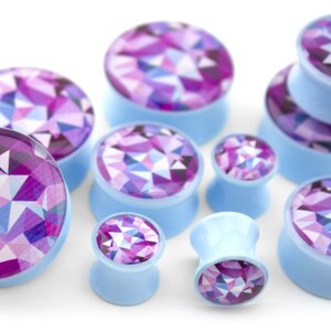 Geometric Light Blue Plugs - Sizes / Gauges (00G - 1 & 1/4" Inch) - Etsy