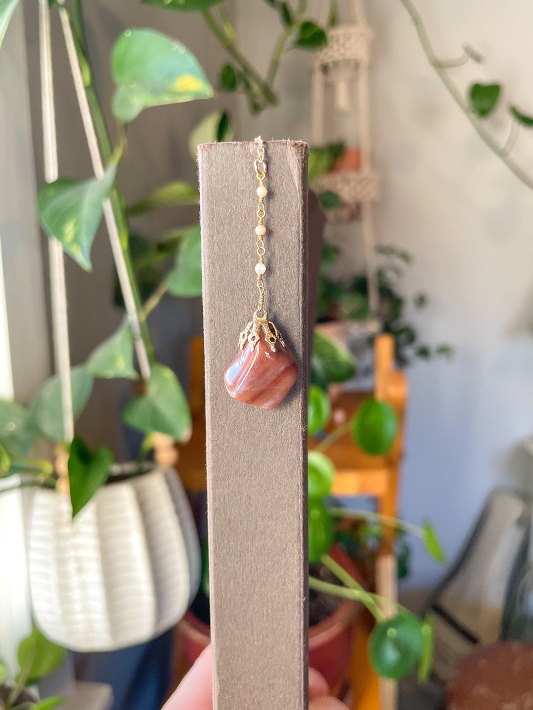 Crystal Chain Bookmark, Lotus Flower Bookmark, Handmade Bookmark, Book ...