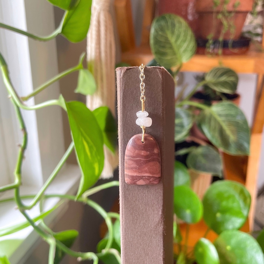 Zebra Stone Gemstone Bookmark, White Quartz and Brown Zebra Stone ...