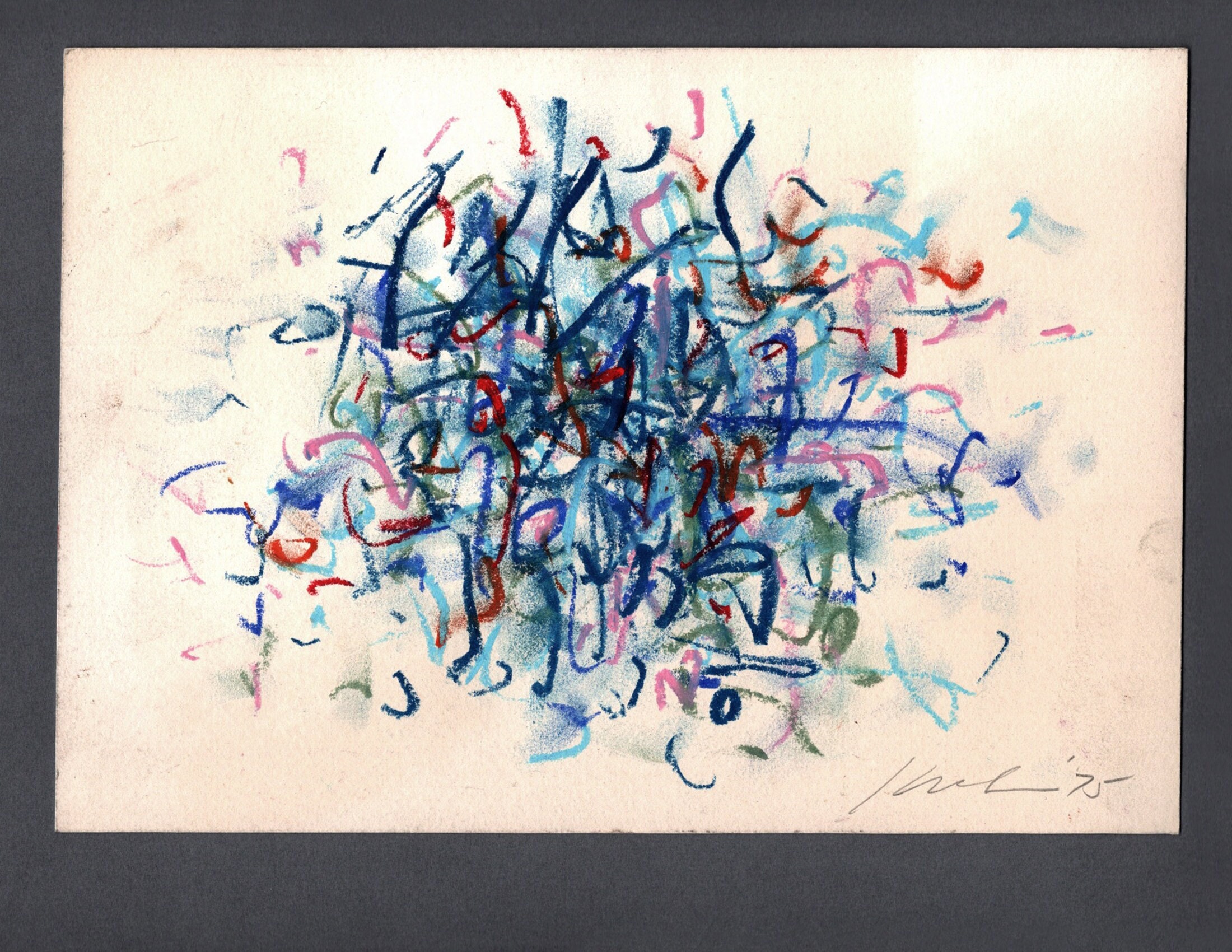 Abstract Original Drawing, Blue, 7 H X 10 W, 1975, Vintage, by Arthur ...