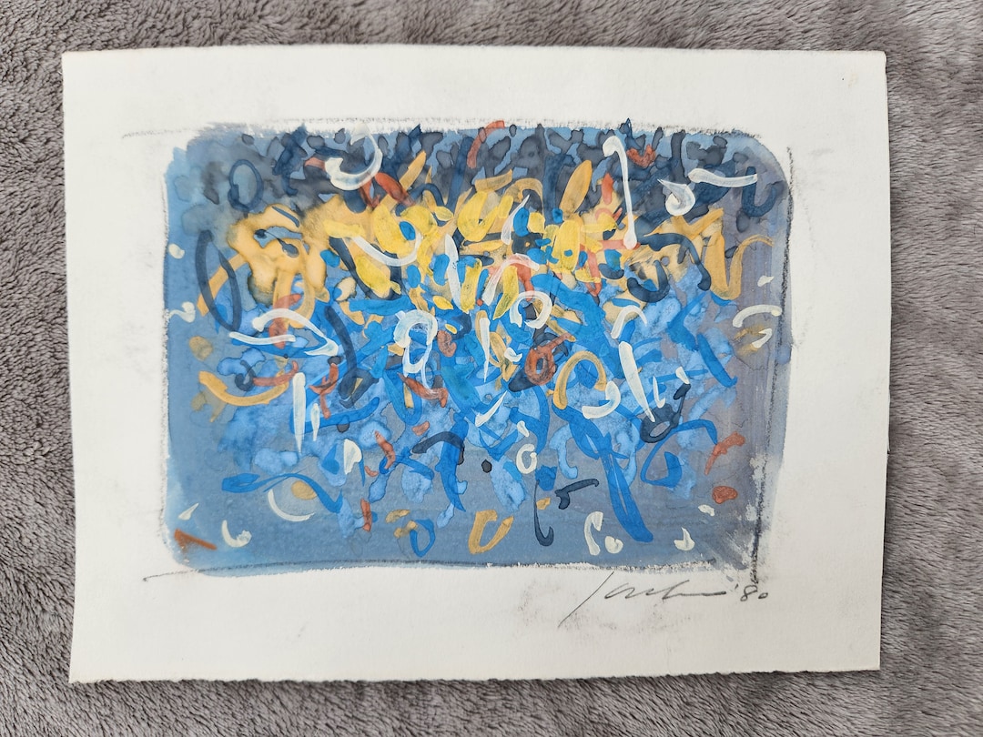 1980 Original Painting on Paper (gouache & Watercolor), "untitled" , 9 ...