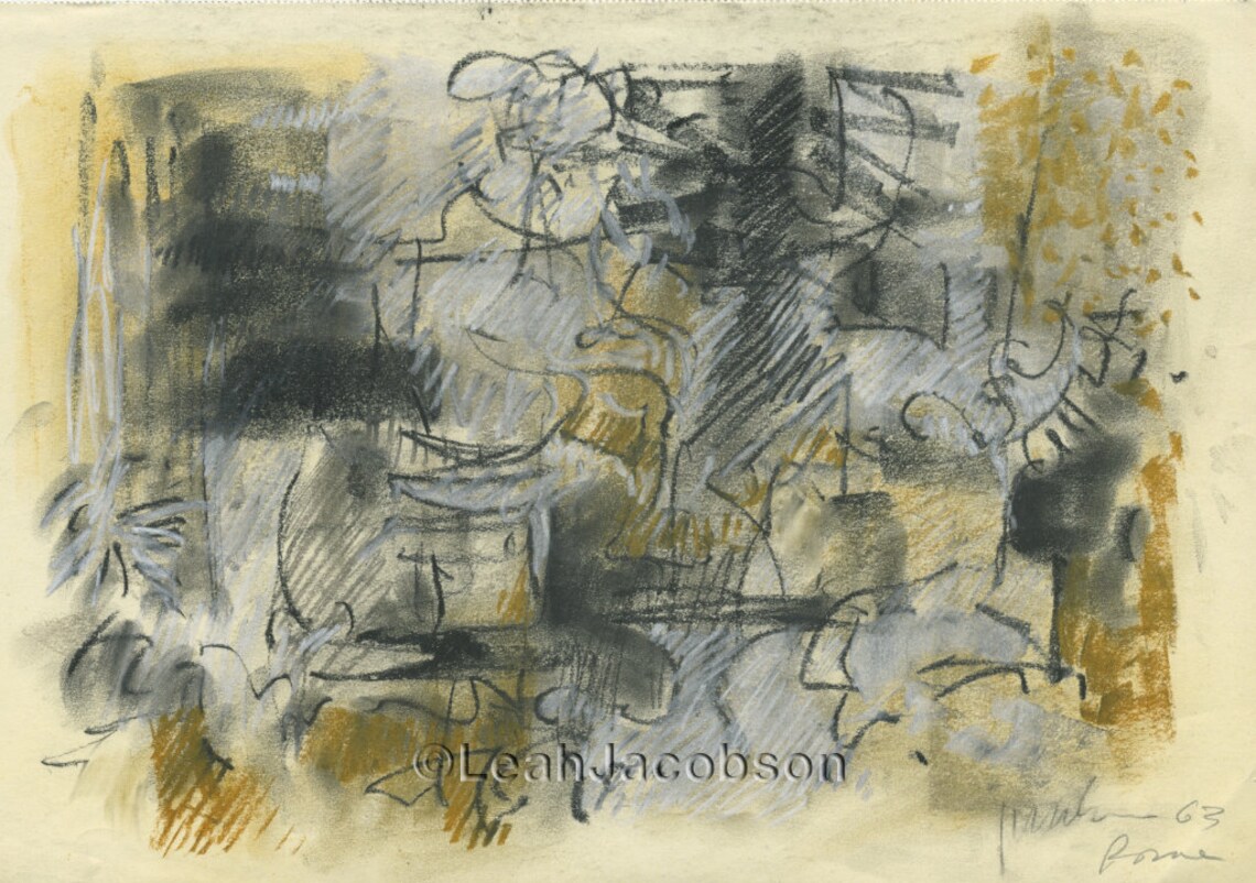 Abstract Original Drawing Rome 10 X 14.75 1963, Mid Century Modern - Etsy