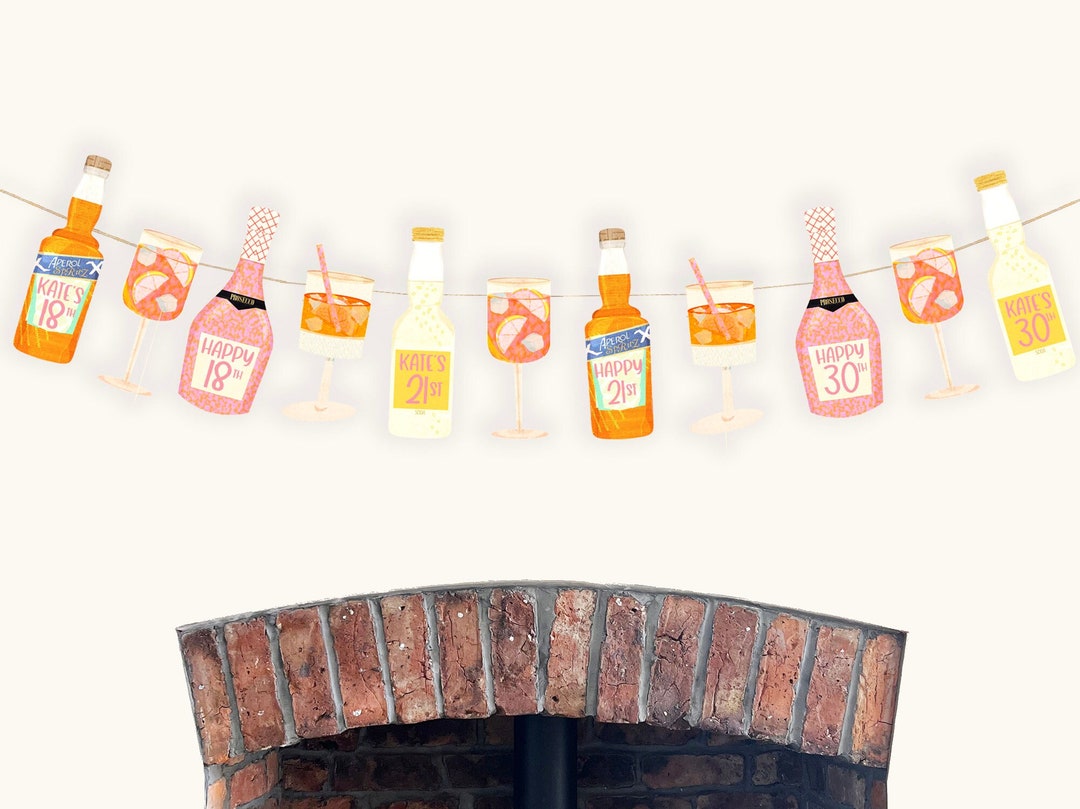 Birthday Decorations Aperol Spritz Cocktail Party Banner for - Etsy