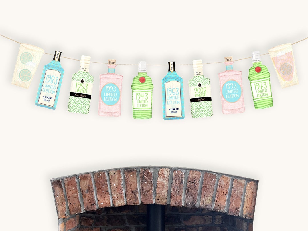 Gin Banner - Birthday Decorations for 30th, 40th, 50th, 60th, 70th ...